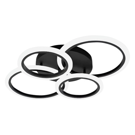 Lustra LED 4 Cercuri, cu Telecomanda, Dimabila, 84W, Negru - eMAG.ro