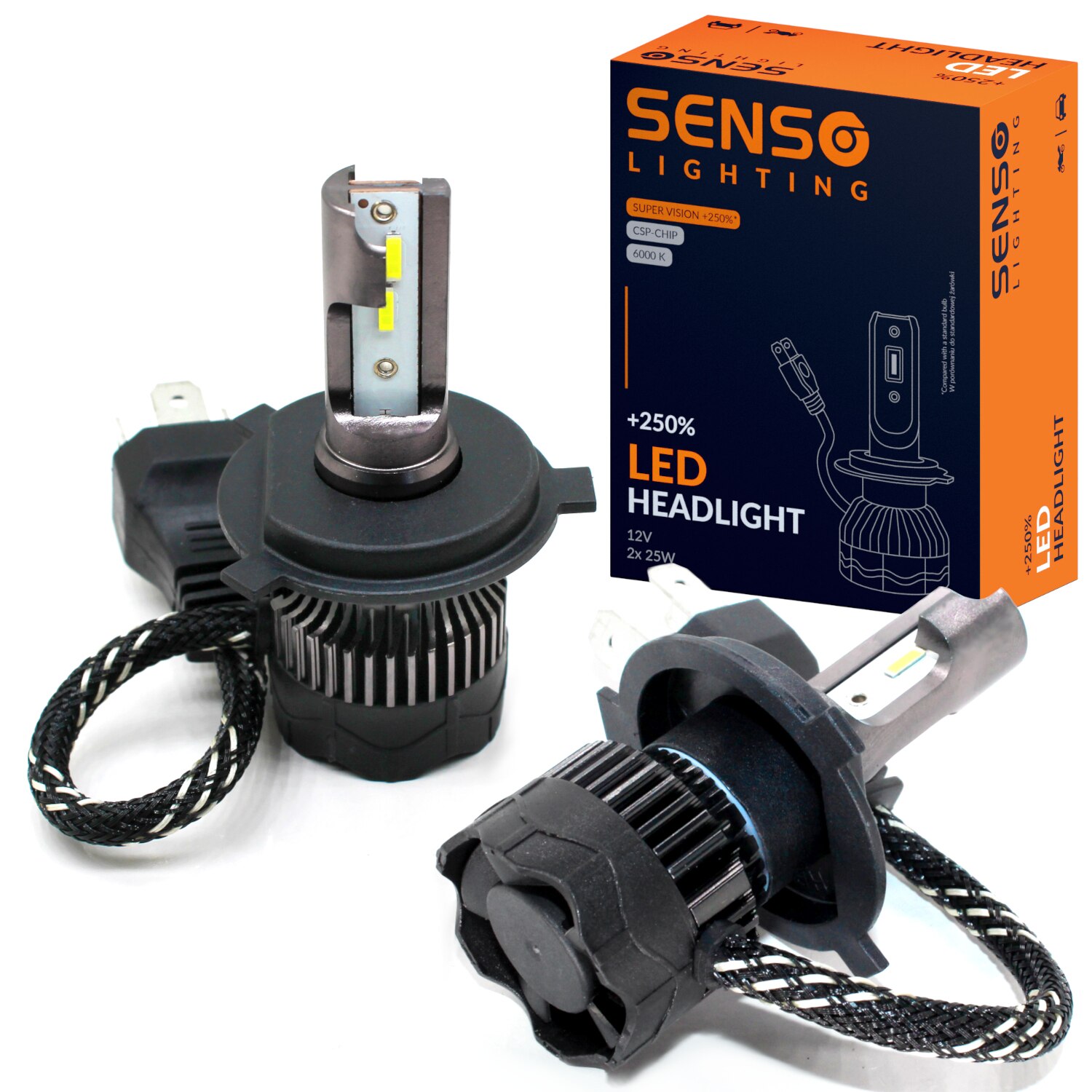 Set 2 becuri auto H4, Senso, 12 V, 16000 lm - eMAG.ro
