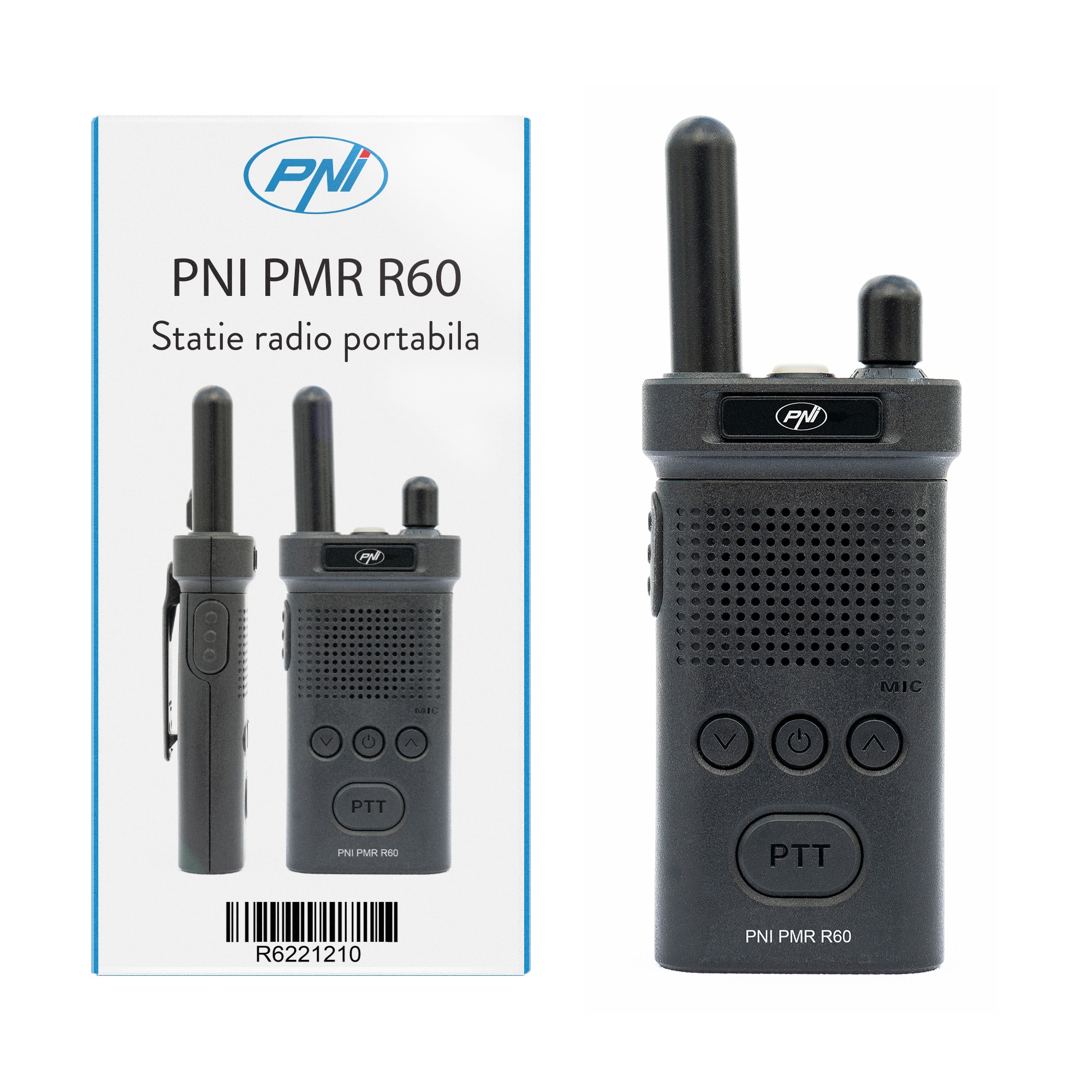 Statie radio portabila PNI PMR R60 446MHz, 0.5W, Scan, blocare taste ...