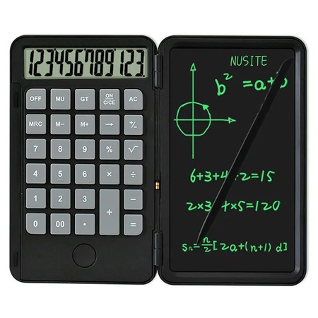 Calculator pliabil cu tableta LCD, creion de scris notite, negru - eMAG.ro