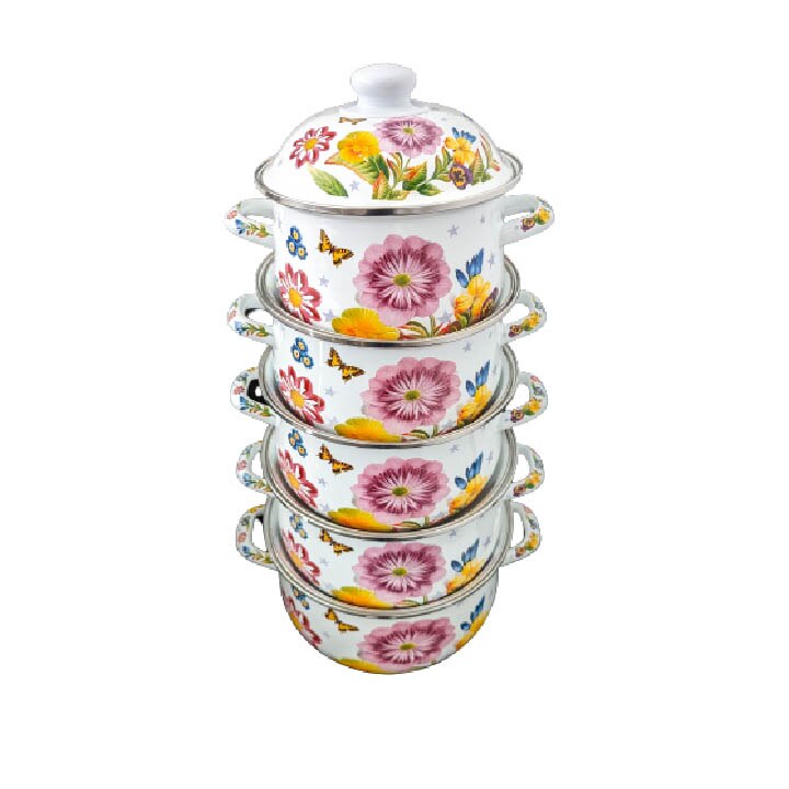 Set 5 oale emailate, Longfei Group, 1.8l/3.3l/4l/5.3/6.4, Floral - eMAG.ro