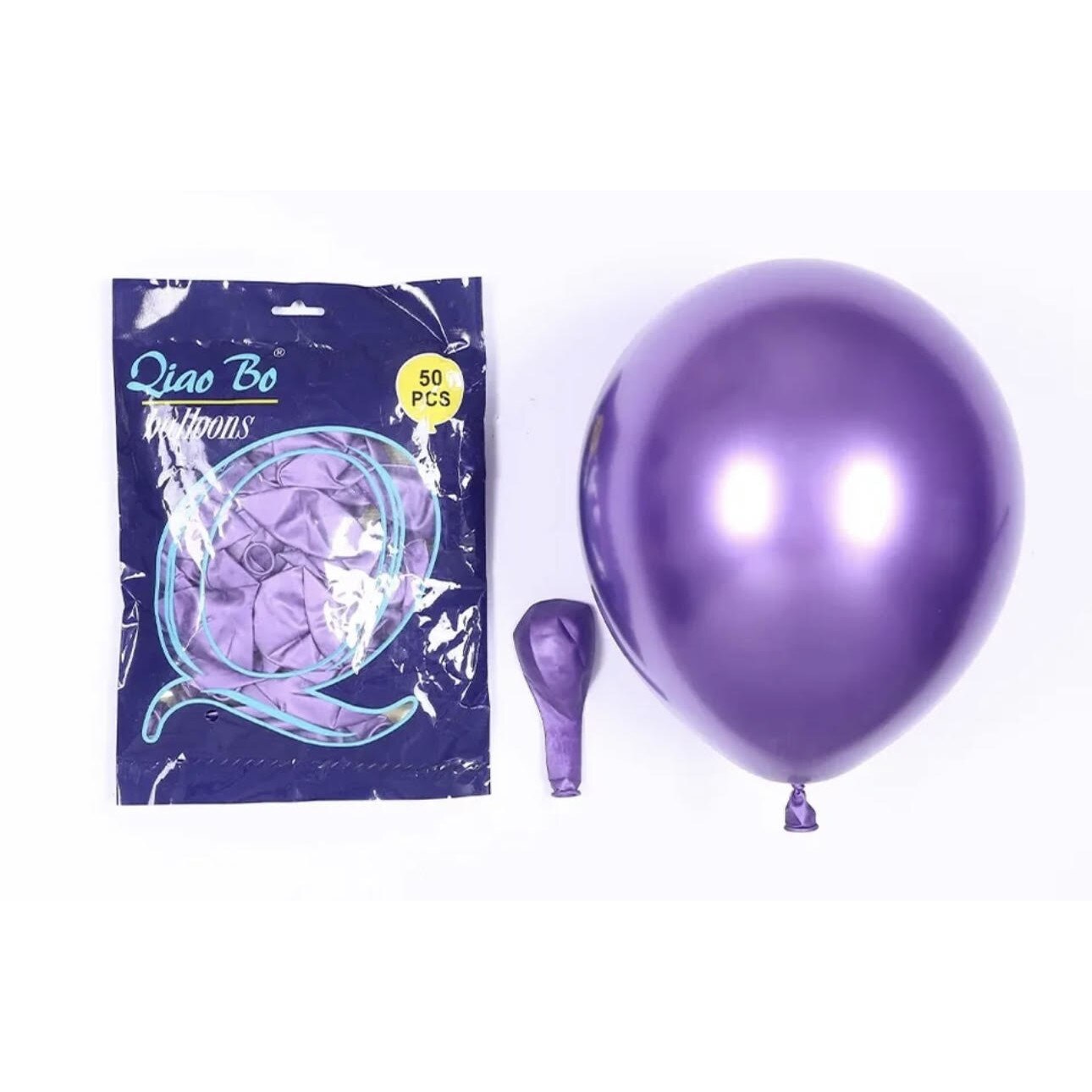 Set 50 baloane cromate, mov metalizat, violet, latex, 25cm - eMAG.ro