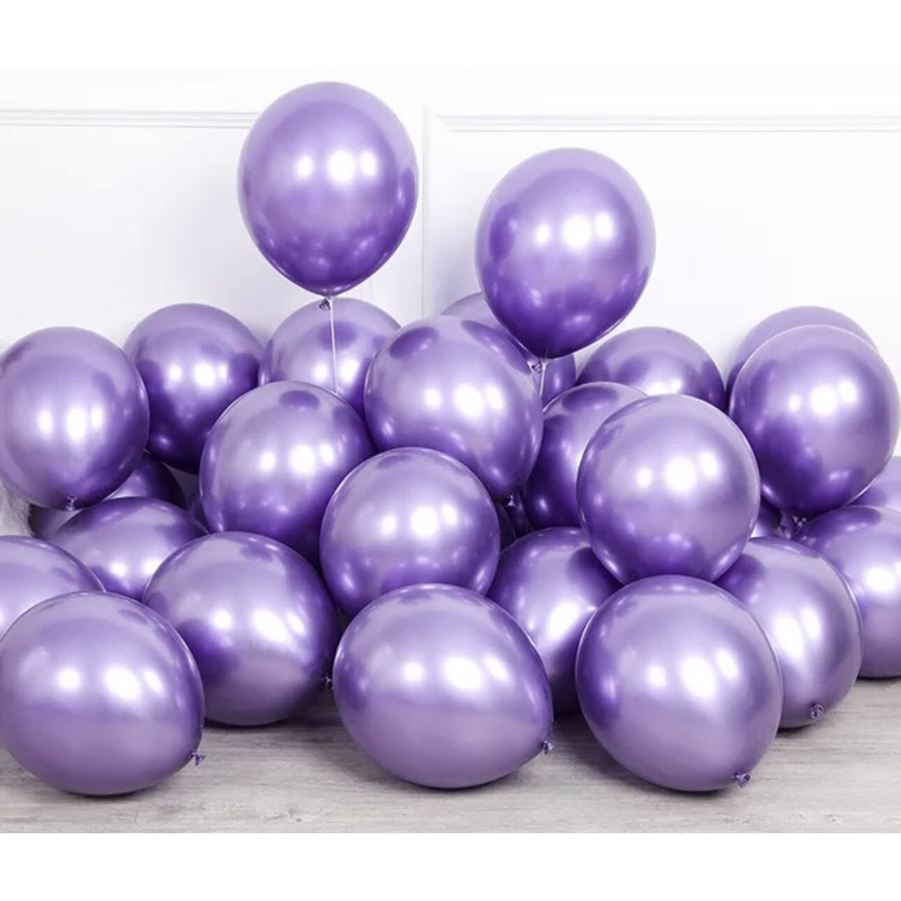 Set 50 baloane cromate, mov metalizat, violet, latex, 25cm - eMAG.ro