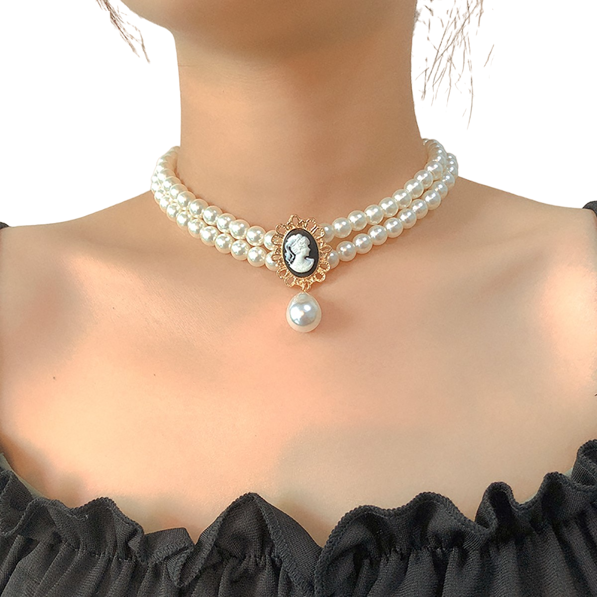 Chocker cu perle Vintage Camee - eMAG.ro