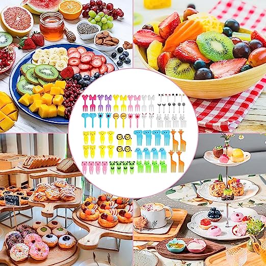 Set 60 buc mini furculite decorative pentru tort, salata fructe, ocazii ...