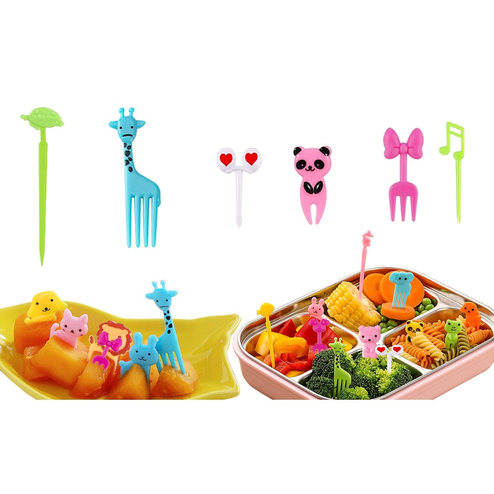 Set 78 buc mini furculite si scobitori decorative pentru tort, salata ...