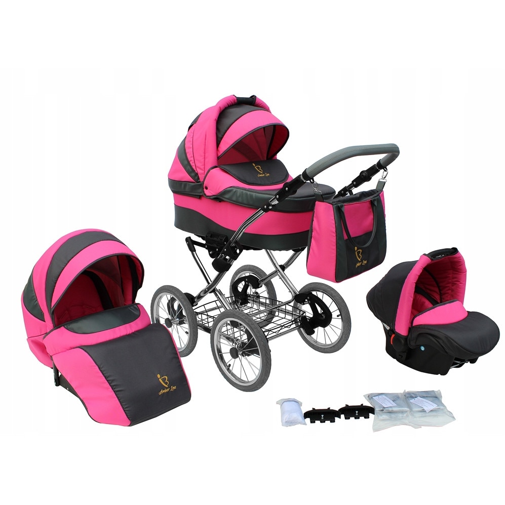 Carucior pentru copii 3 in 1, Skyline, Roz\Grafit - eMAG.ro