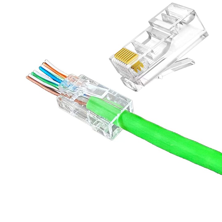Set 100 Mufe modulare neecranate EZ RJ45 Cat5e Pass Through 8P8C ...