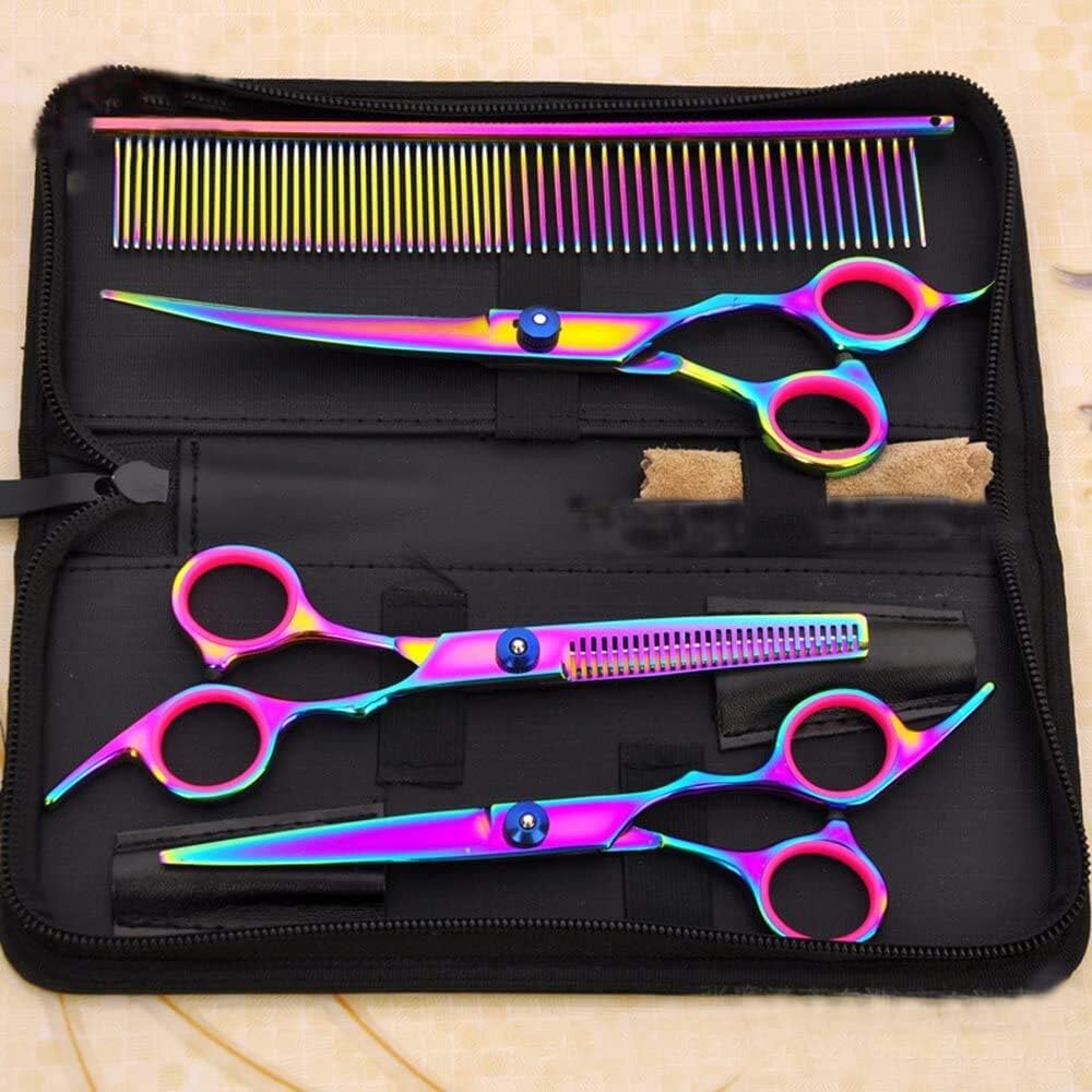 Set profesional 3 foarfece de tuns si filat, oein®, din otel, culoare ...