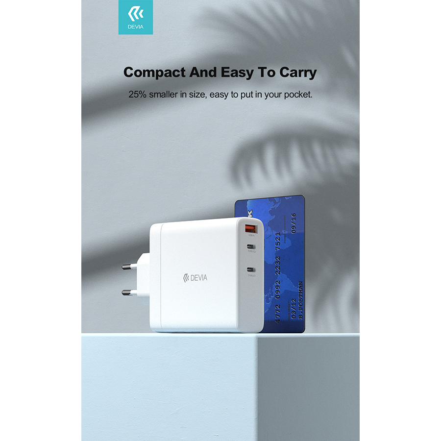 Адаптер за мрежово зарядно Devia Gan с Usb 2xtype C вход 140w