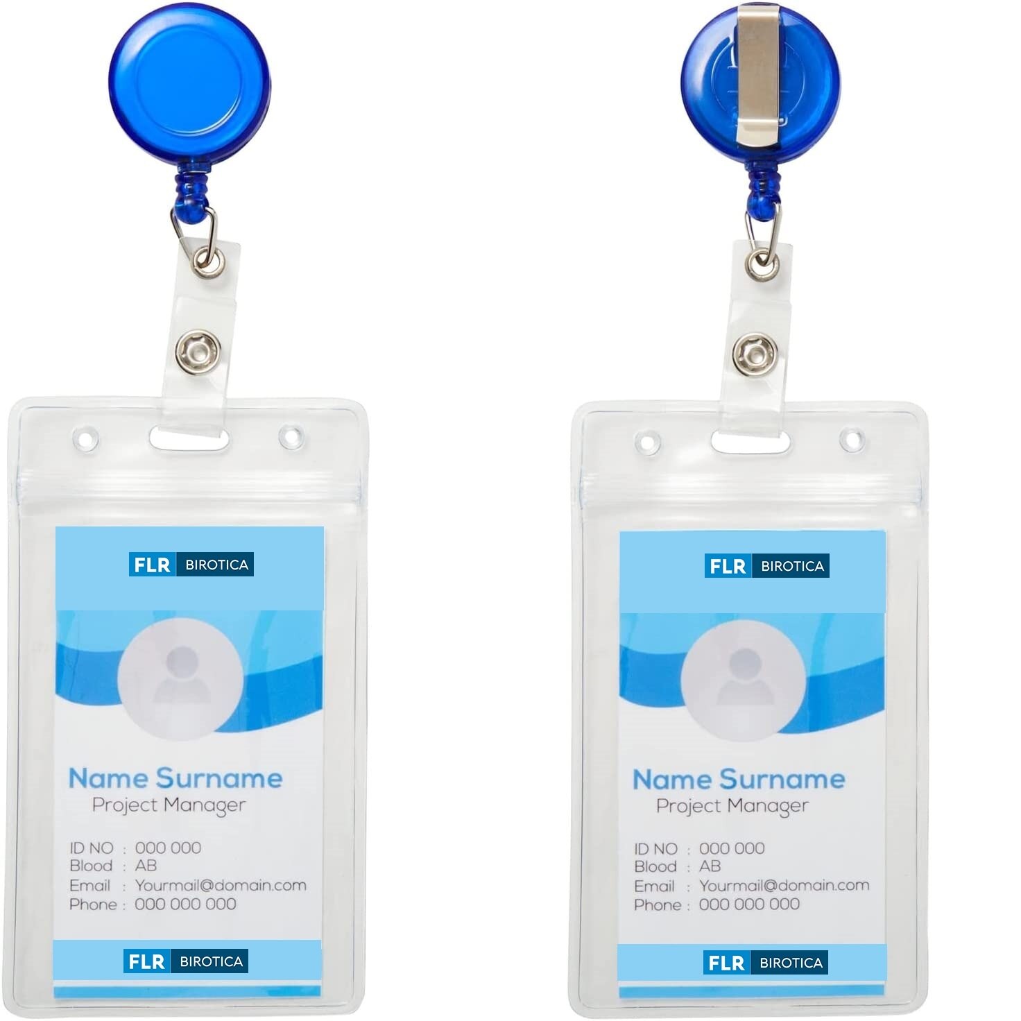 Snur retractabil pentru ecuson albastru, FLR, 10 buc/set, cu clips, pentru legitimatie - eMAG.ro