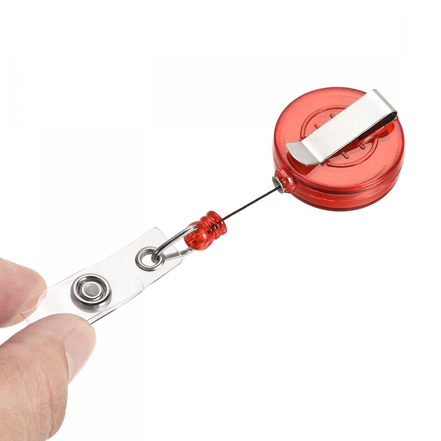 Snur retractabil pentru ecuson rosu, FLR, 10 buc/set, cu clips, pentru ...