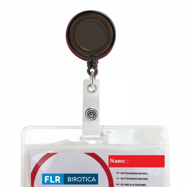 Snur retractabil pentru ecuson negru, FLR, 10 buc/set, cu clips, pentru ...