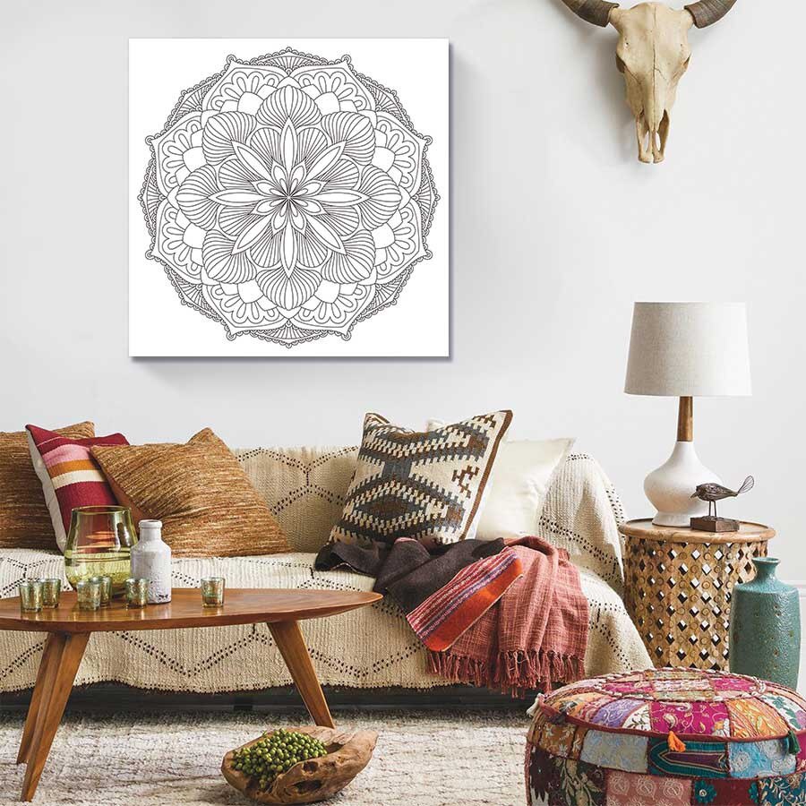 Tablou de colorat - Mandala, 40 x 40 cm - eMAG.ro