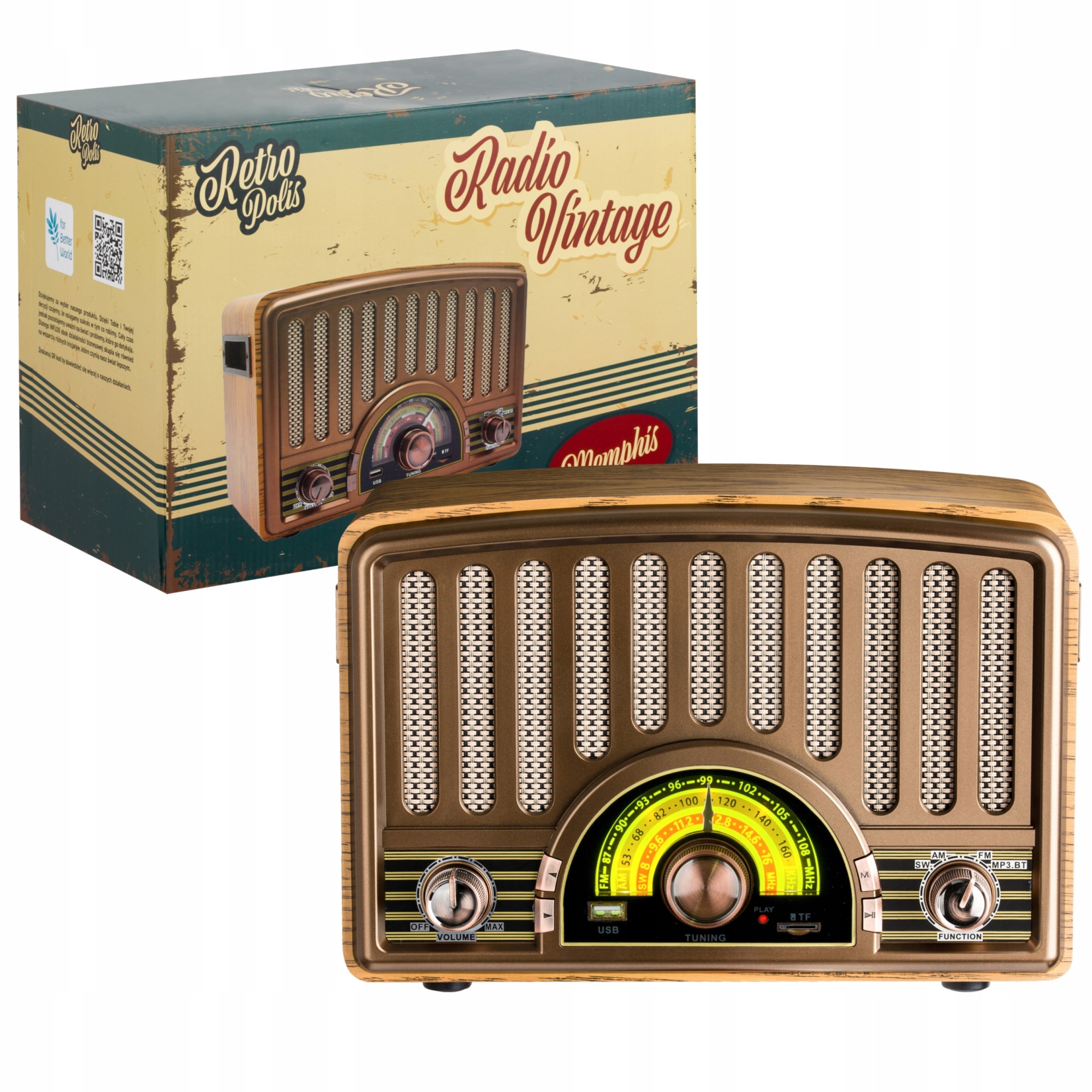 Radio Retro, Infloo, Memphis, Bluetooth, Port Usb, Cititor Carduri ...