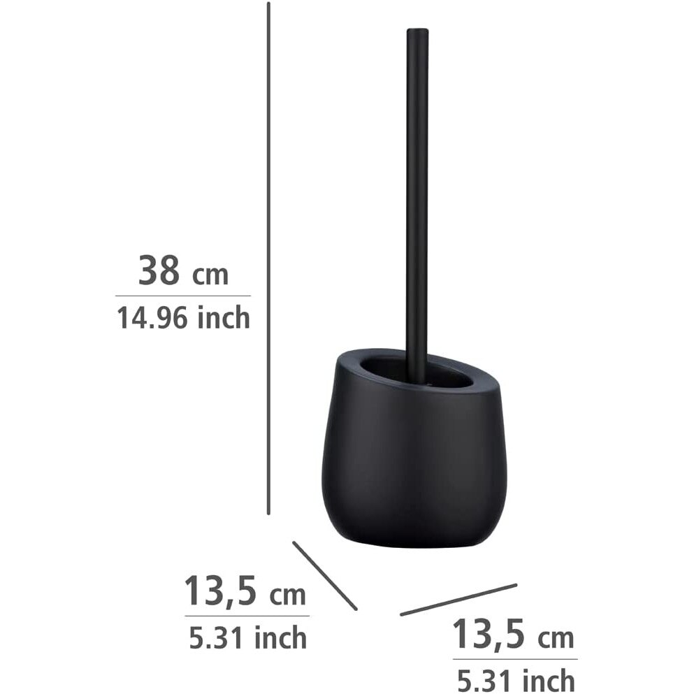 Perie WC din silicon Wenko® cu vas din ceramica, negru mat - eMAG.ro