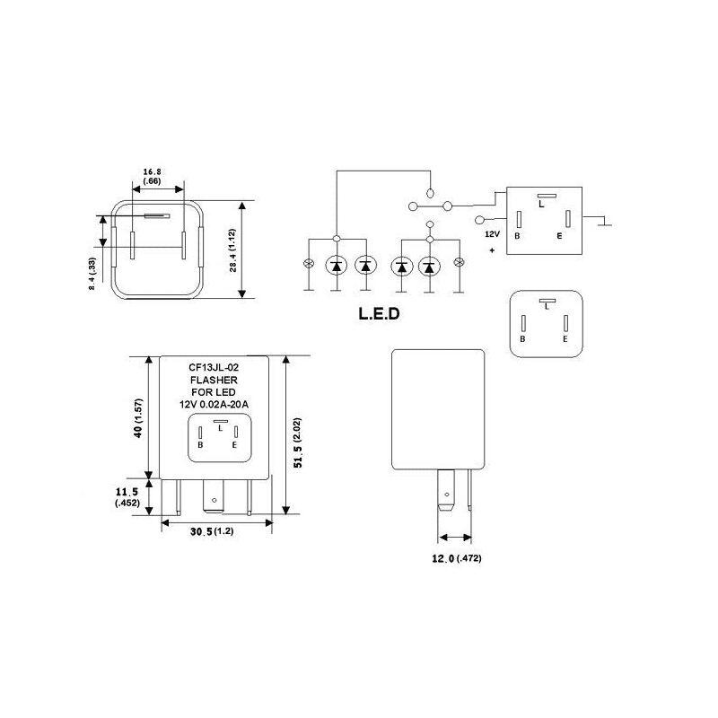 Releu semnalizare LED, 3 pini, stanga, CF13, 12V, 240 W, auto-moto, TT ...