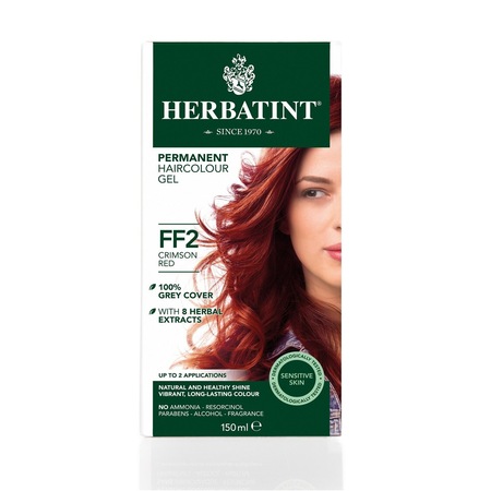 Vopsea de par permanenta fara amoniac Herbatint Rosu Intens FF2, 150 ml ...