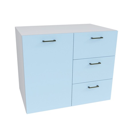 Comoda JUMBO 3 sertare 90x73x43, Carcasa PAL Gri piatra, Fete PAL Surf ...