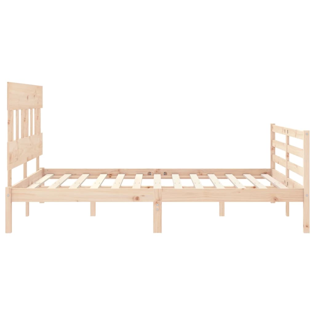 Cadru de pat cu tablie vidaXL, king size, lemn masiv, 150 x 200 cm, 25. ...