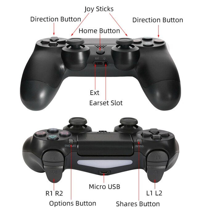 Controler wireless, VIELLAN, Pentru PS4/PS3/Android/PC/IOS, Negru - eMAG.ro