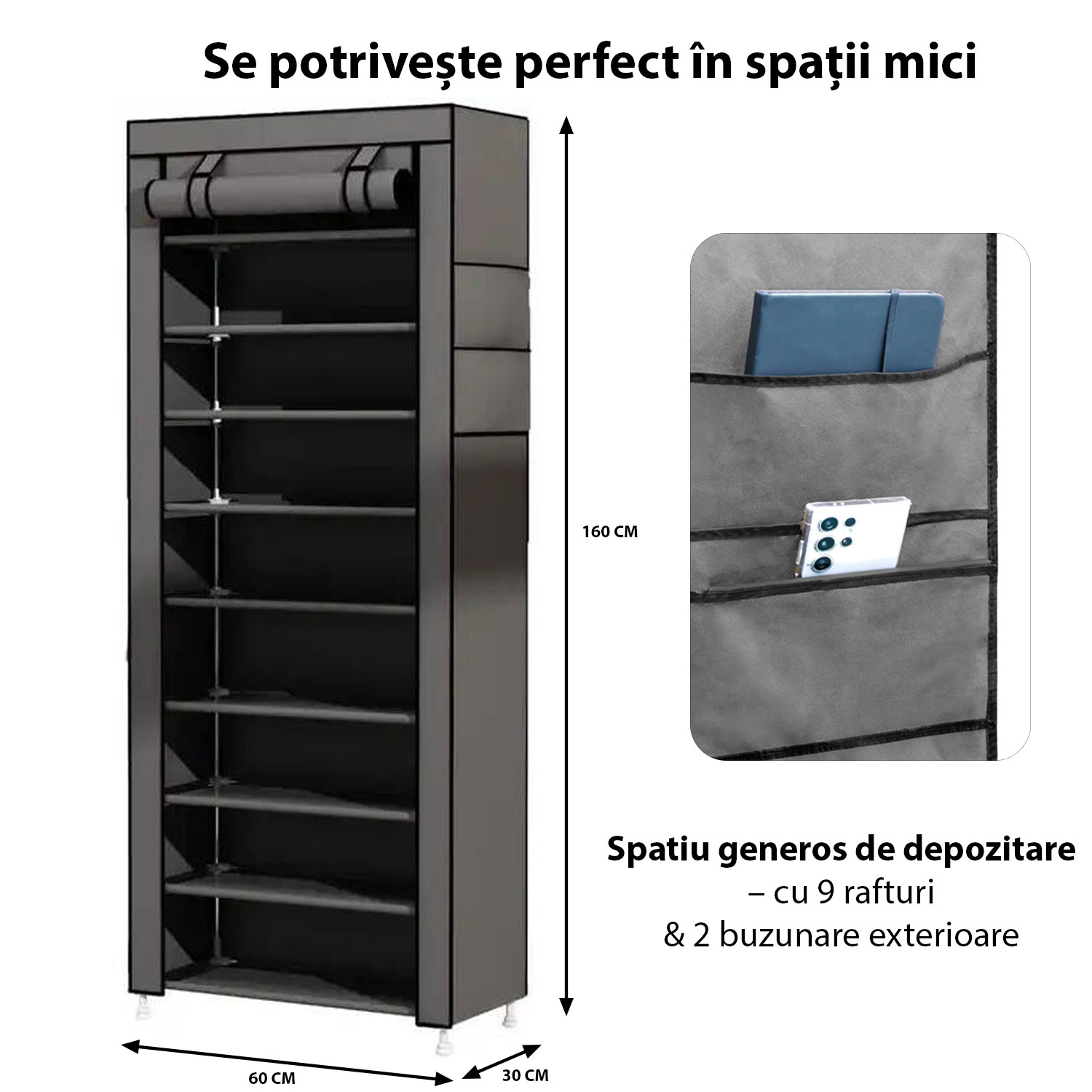 Severno raft pentru pantofi Severno, dulap pentru pantofi ingust, dulap ...