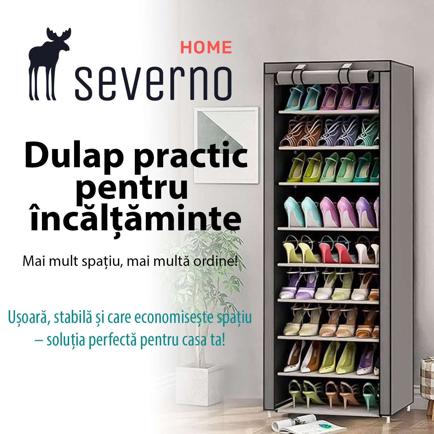 Severno raft pentru pantofi Severno, dulap pentru pantofi ingust, dulap ...