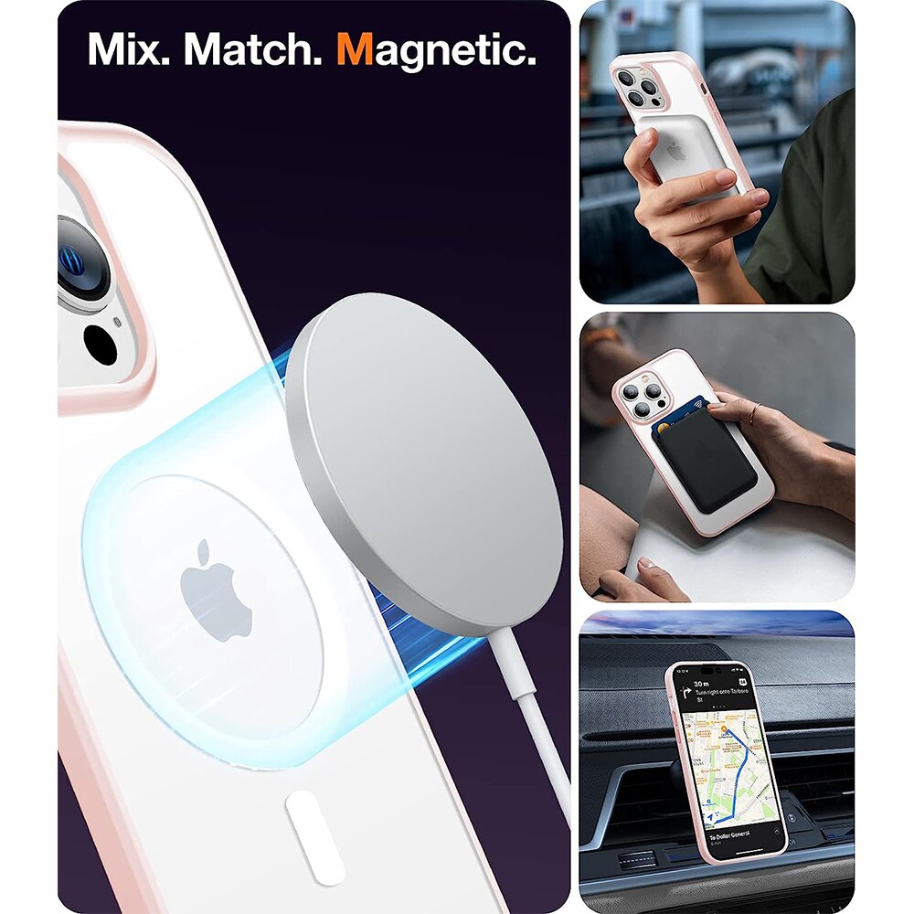 Husa de protectie MagSafe Colorat pentru iPhone 15 Pro, Silicon TPU ...