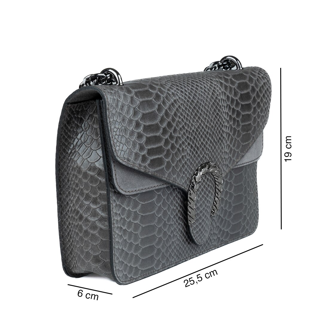 Poseta dama, piele, Toro Nero, Dalia big, gri - eMAG.ro