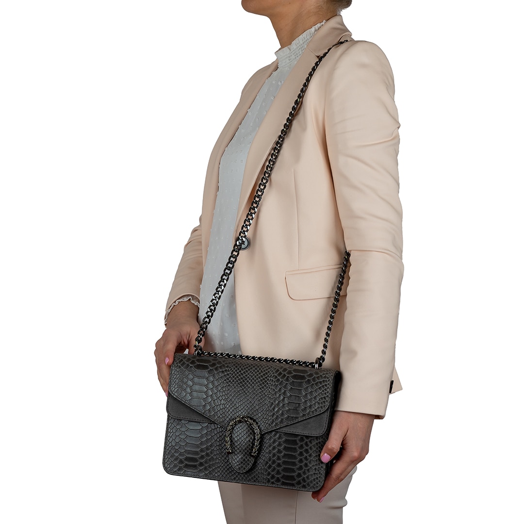 Poseta dama, piele, Toro Nero, Dalia big, gri - eMAG.ro