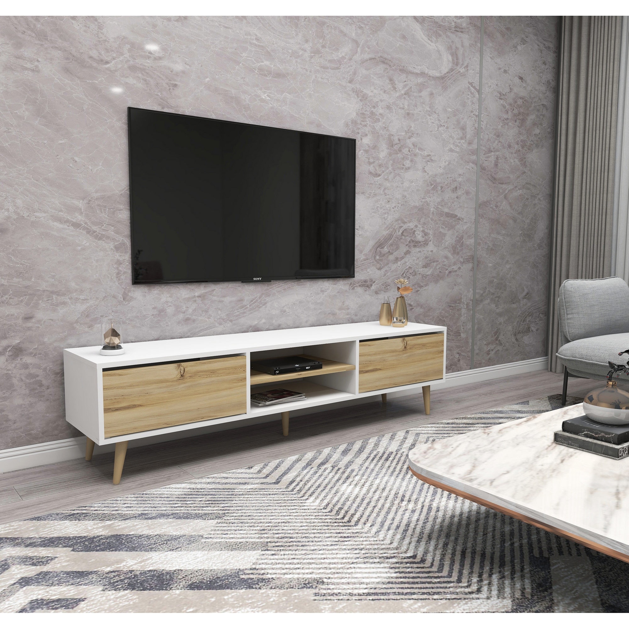 Comoda TV, Kraf 180, Natural, 180 x 50 x 40 cm - eMAG.ro