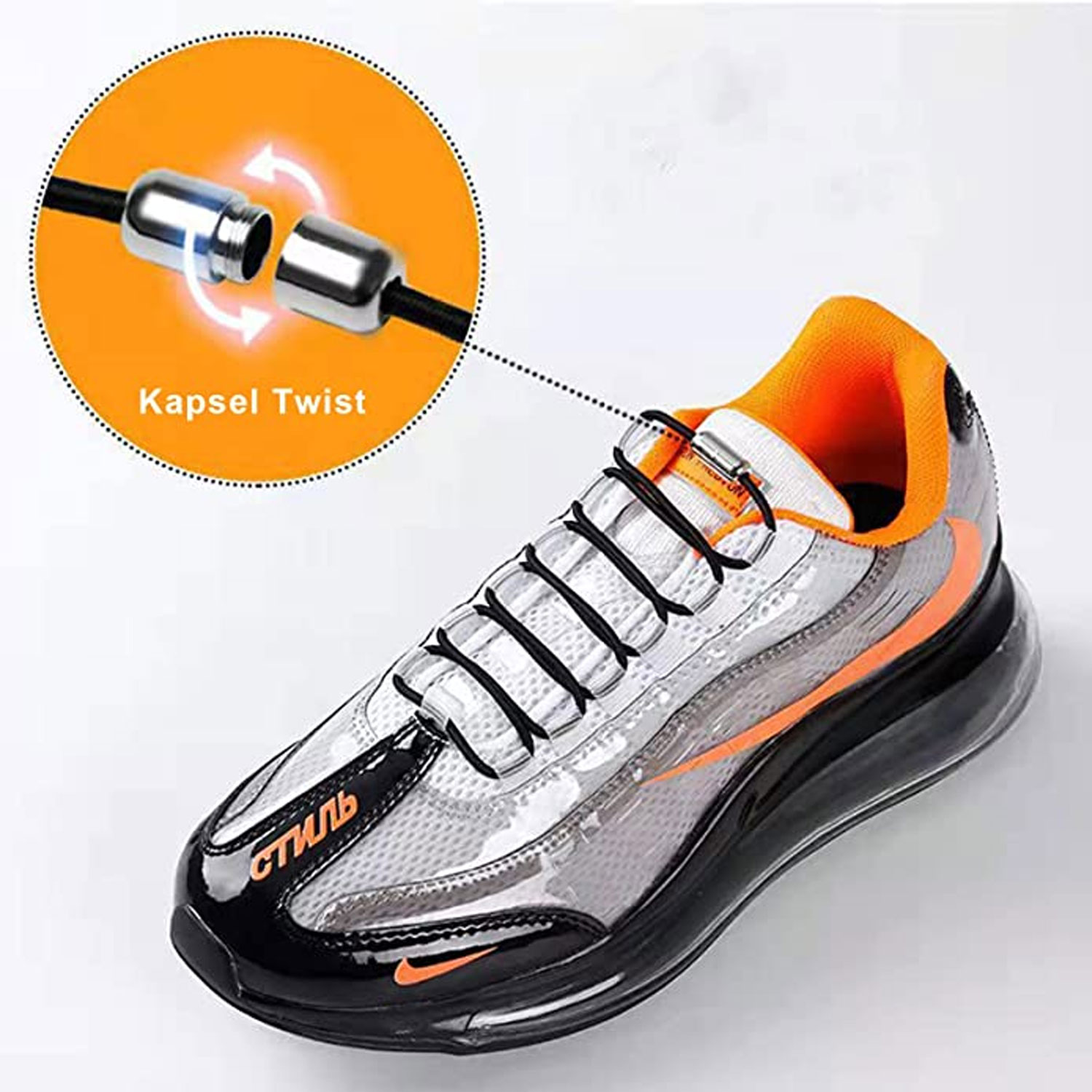 Set 2 sireturi elastice cu sistem NO TOUCH cu Capsula Metalica, JENUOS ...