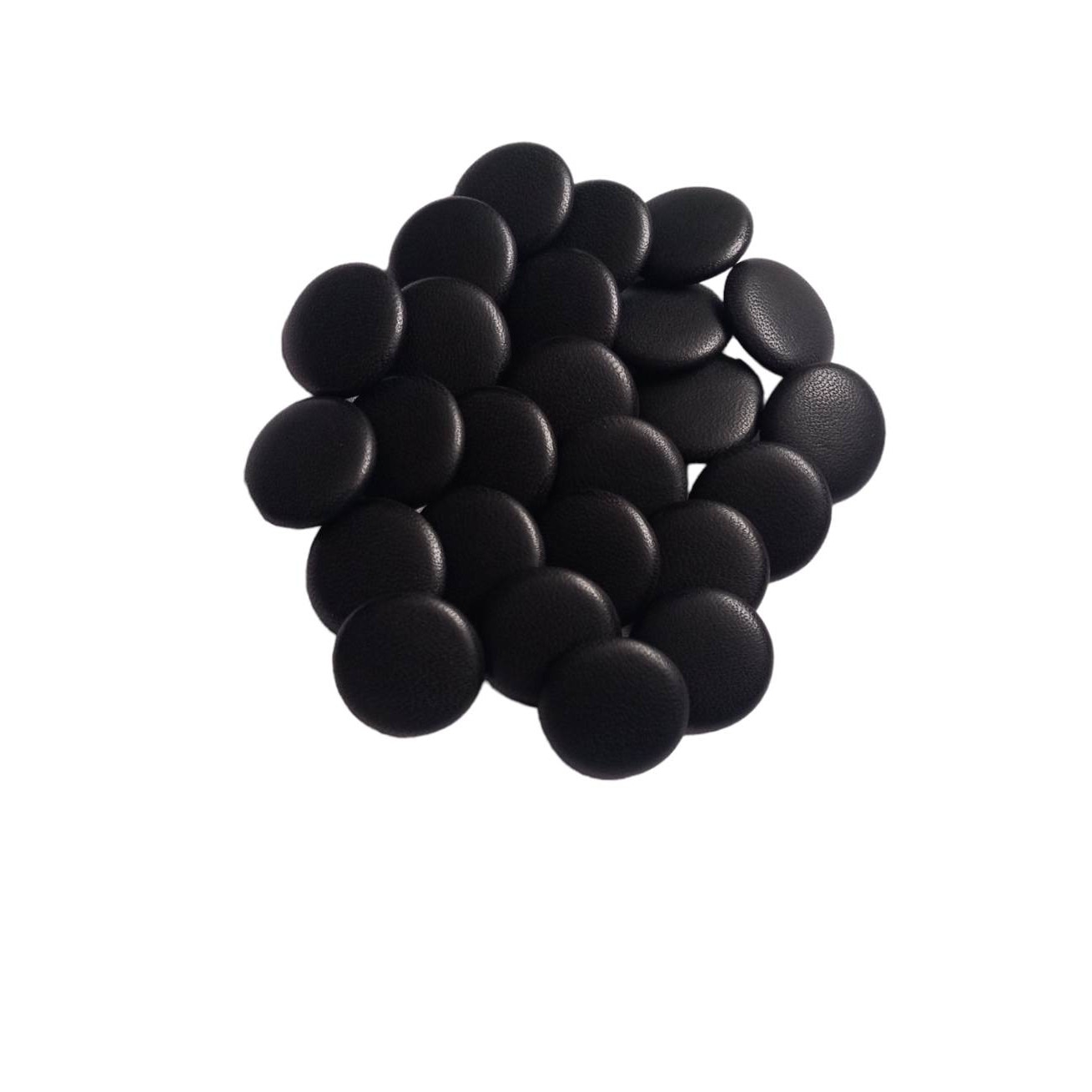 Set 25 nasturi metalici cu picior rotunzi, imbracati in piele naturala ...