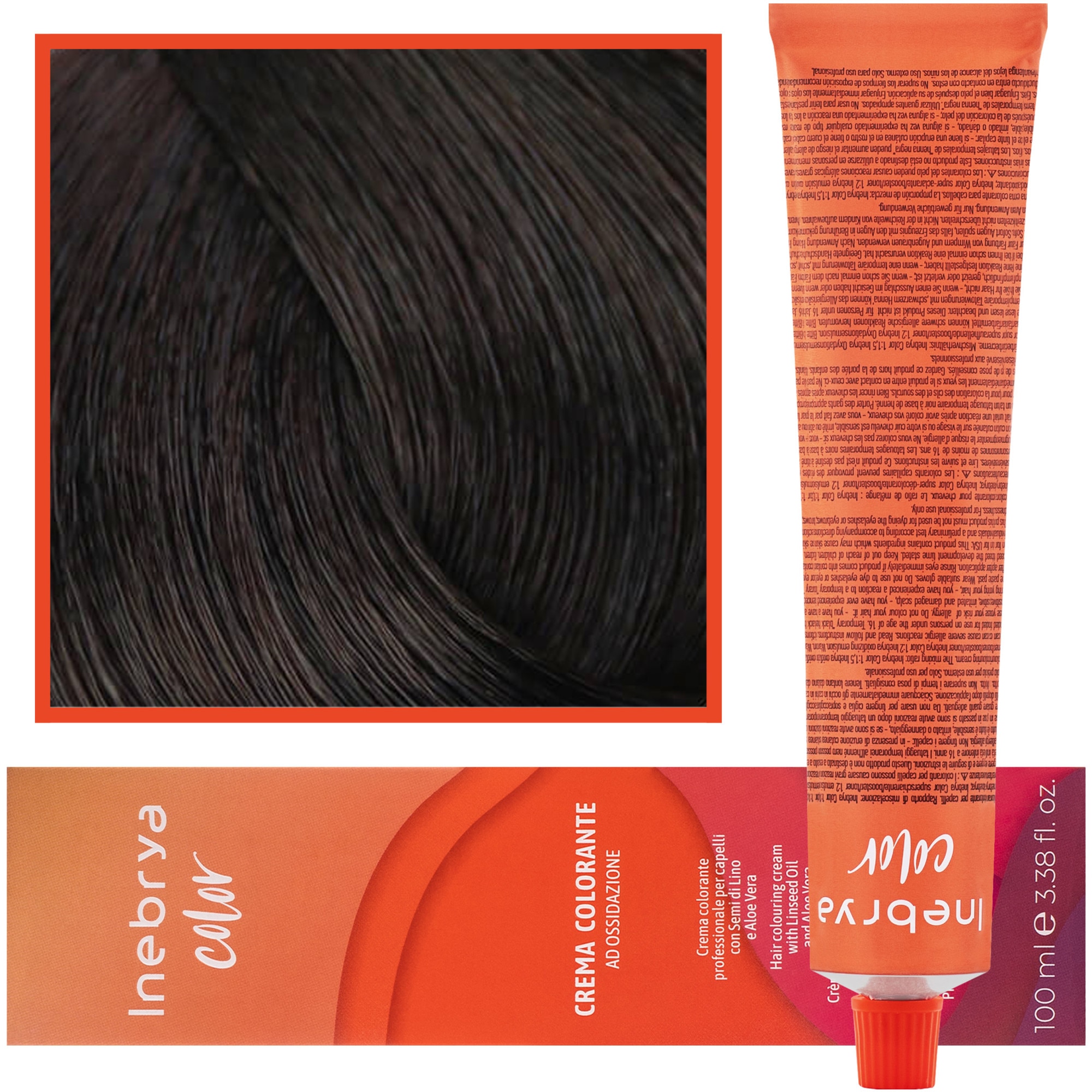 Vopsea de par, Inebrya, Aloe vera/In, 100 ml, Castaniu - eMAG.ro