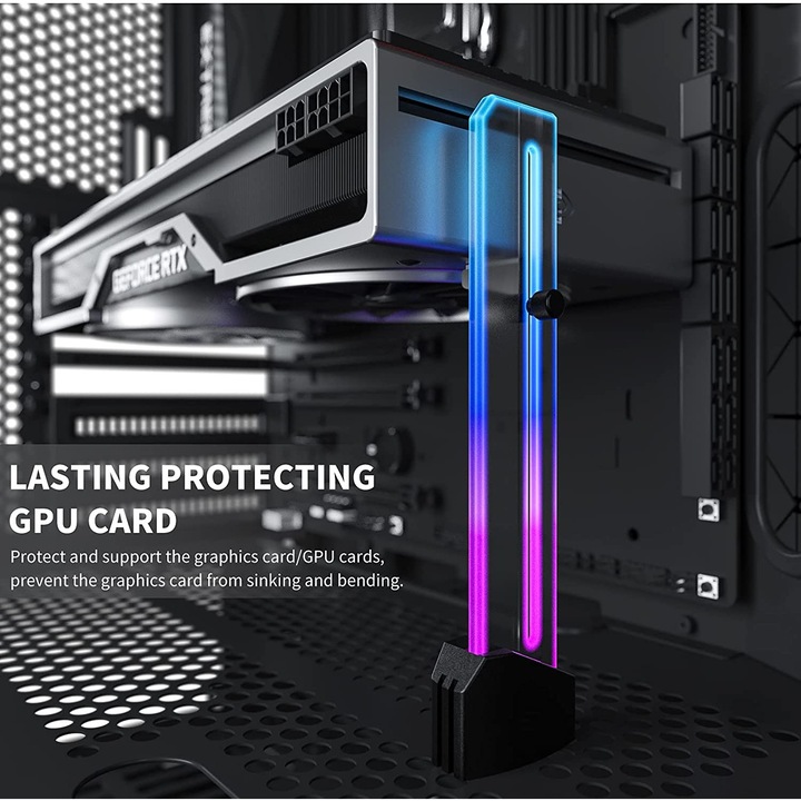 Suport Vertical Stand Placa Video, Iluminare RGB, Alb - eMAG.ro