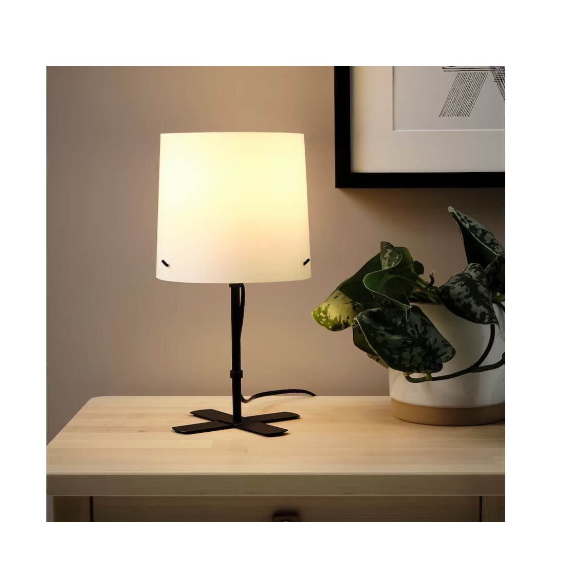 Veioza moderna de 31 cm, cu suport E14, disponibila in culorile Alb si ...