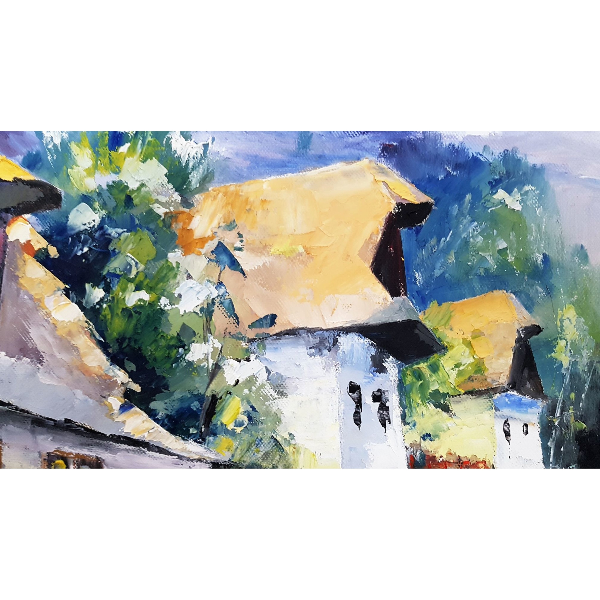 Tablou pictat manual pe panza intinsa pe sasiu din lemn, unicat, "Intr ...