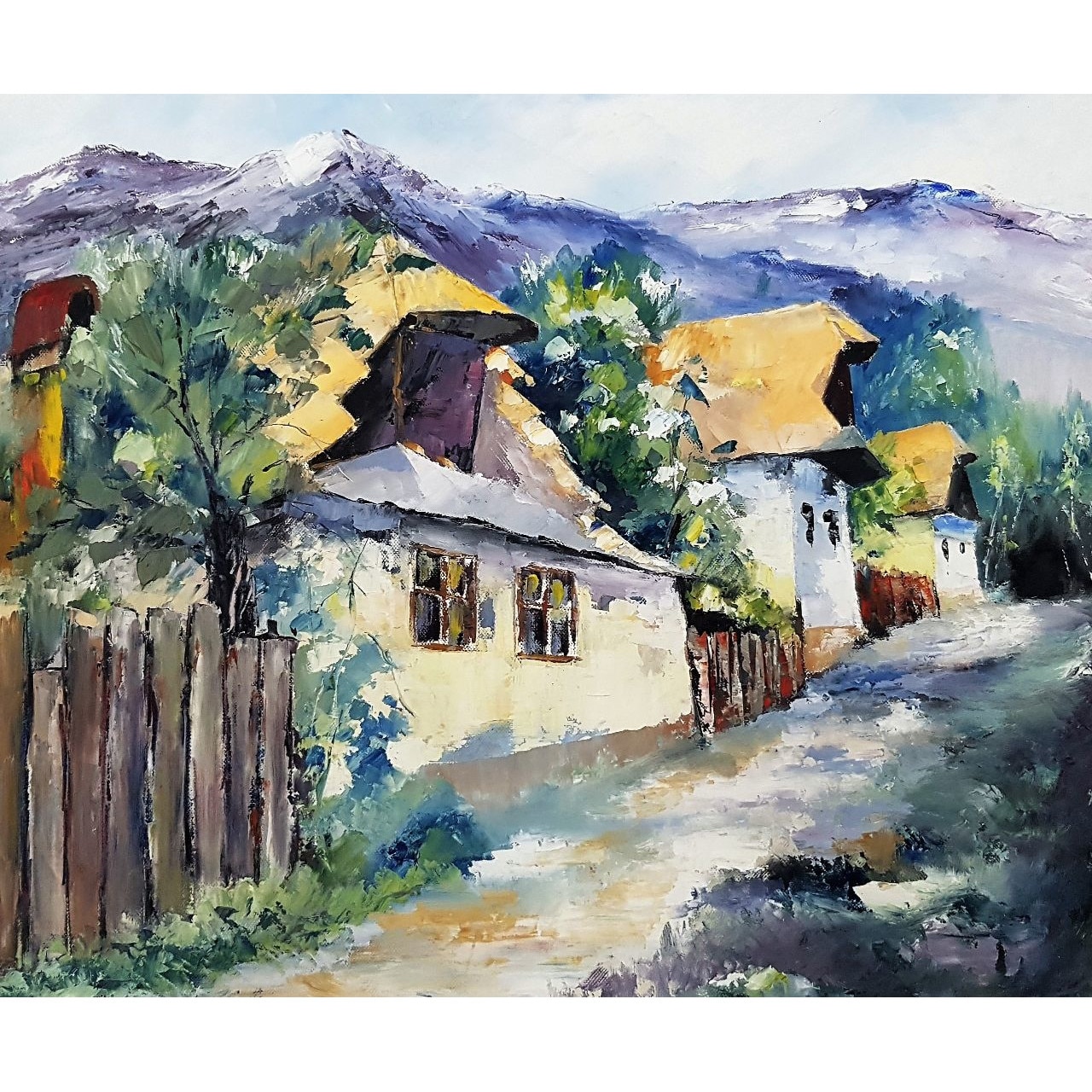 Tablou pictat manual pe panza intinsa pe sasiu din lemn, unicat, "Intr ...