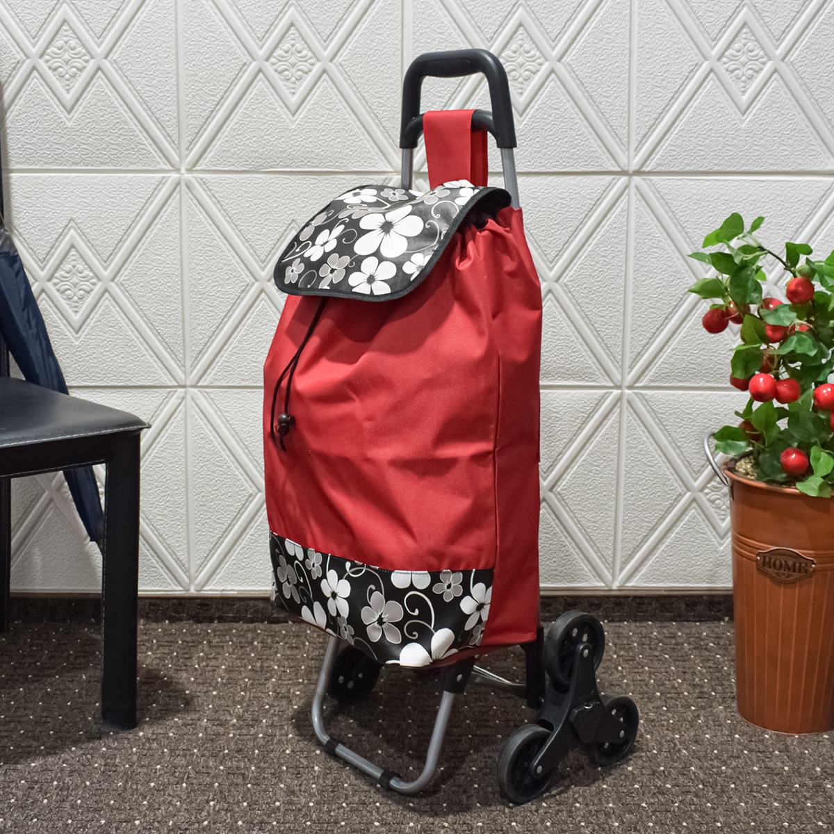 Carucior de piata pliabil, Naimeed D4943, 6 roti, 37 L, Rosu - eMAG.ro