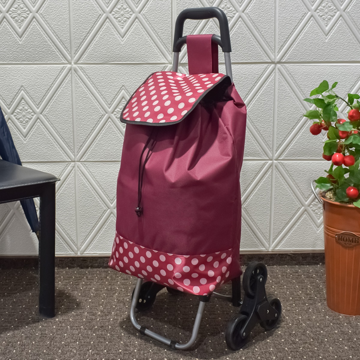 Carucior de piata pliabil, Naimeed D4943, 6 roti, 37 L, Visiniu - eMAG.ro