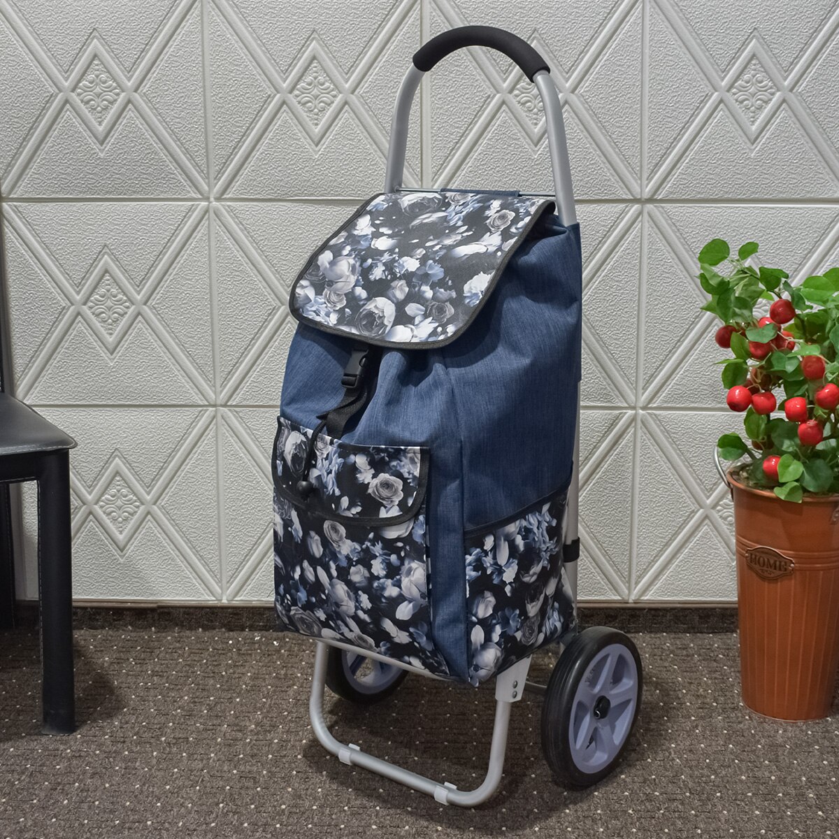 Carucior de piata pliabil, cadru din aluminiu, Naimeed D4949, 2 roti ...