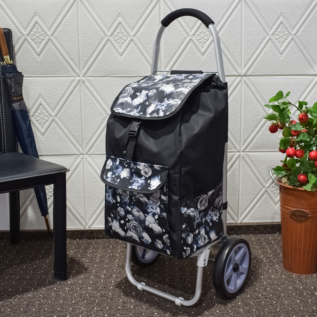 Carucior de piata pliabil, cadru din aluminiu, Naimeed D4949, 2 roti ...