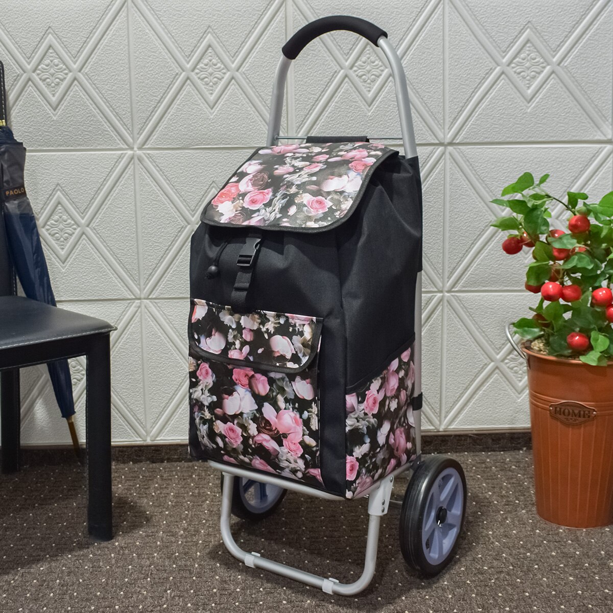 Carucior de piata pliabil, cadru din aluminiu, Naimeed D4949, 2 roti ...