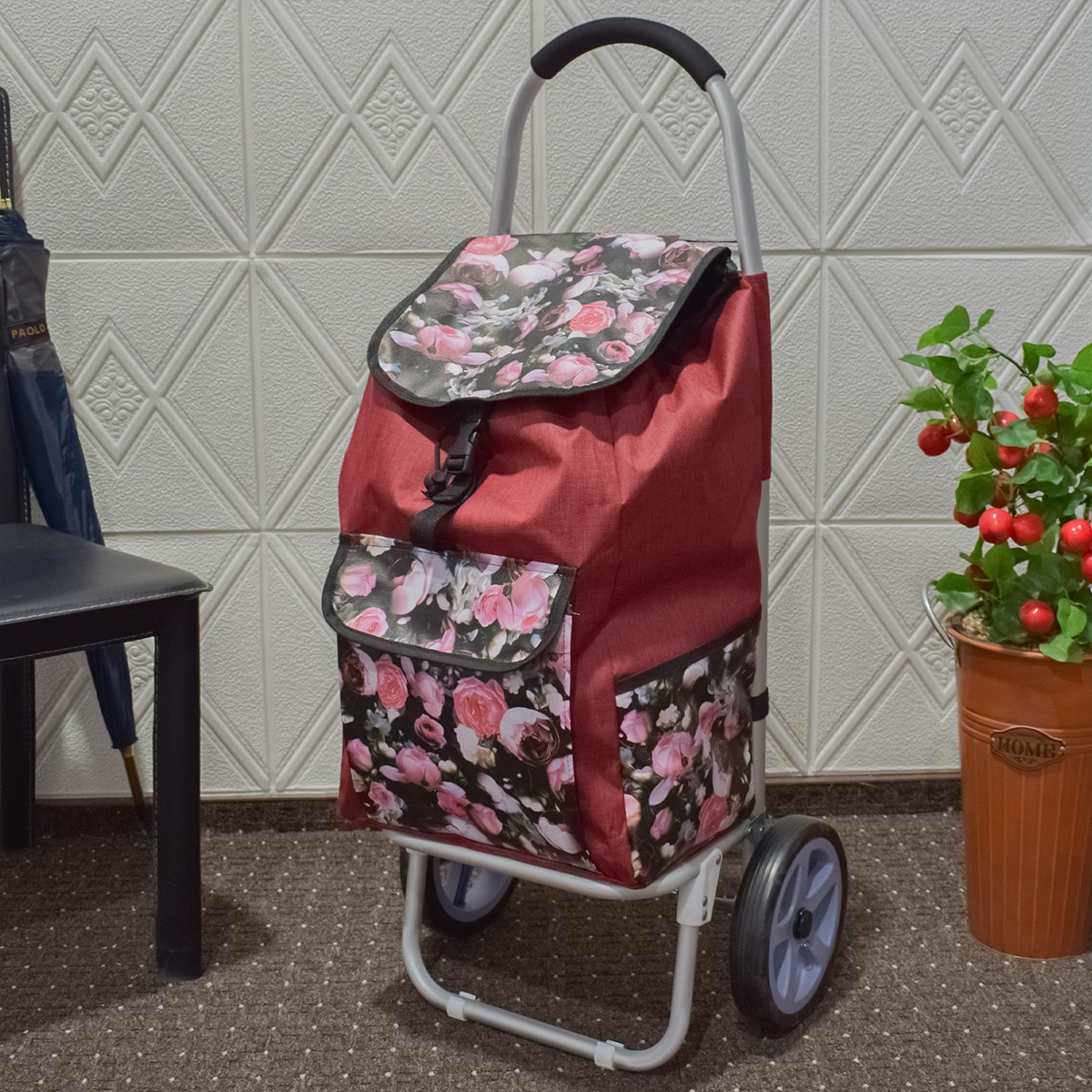 Carucior de piata pliabil, cadru din aluminiu, Naimeed D4949, 2 roti ...