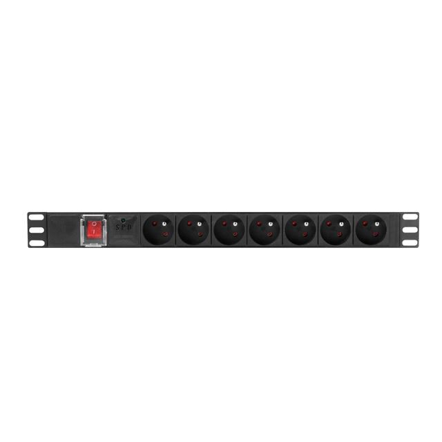 Lanberg PDU 19" 1U 10A 7 dugalj 2m rack elosztó fekete (PDU-07E-0200 ...