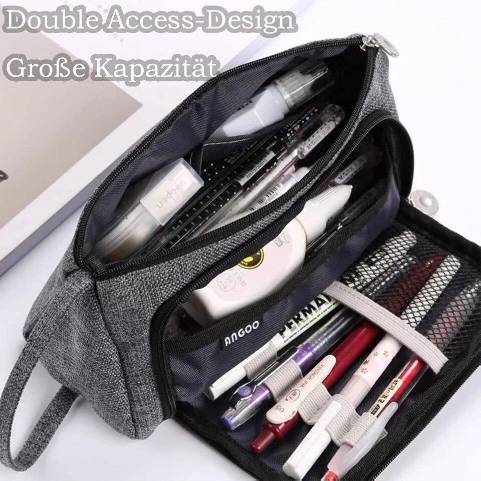 Чанта за съхранение на грим и козметика Tachio, платно, сива, 21 x 8 x ...