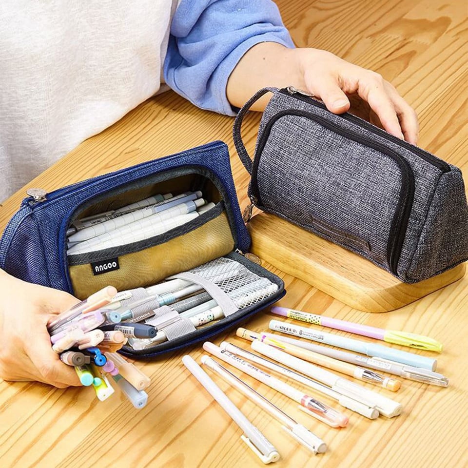 Чанта за съхранение на грим и козметика Tachio, платно, сива, 21 x 8 x ...