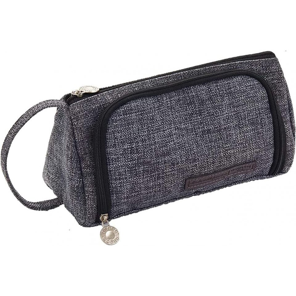 Чанта за съхранение на грим и козметика Tachio, платно, сива, 21 x 8 x ...