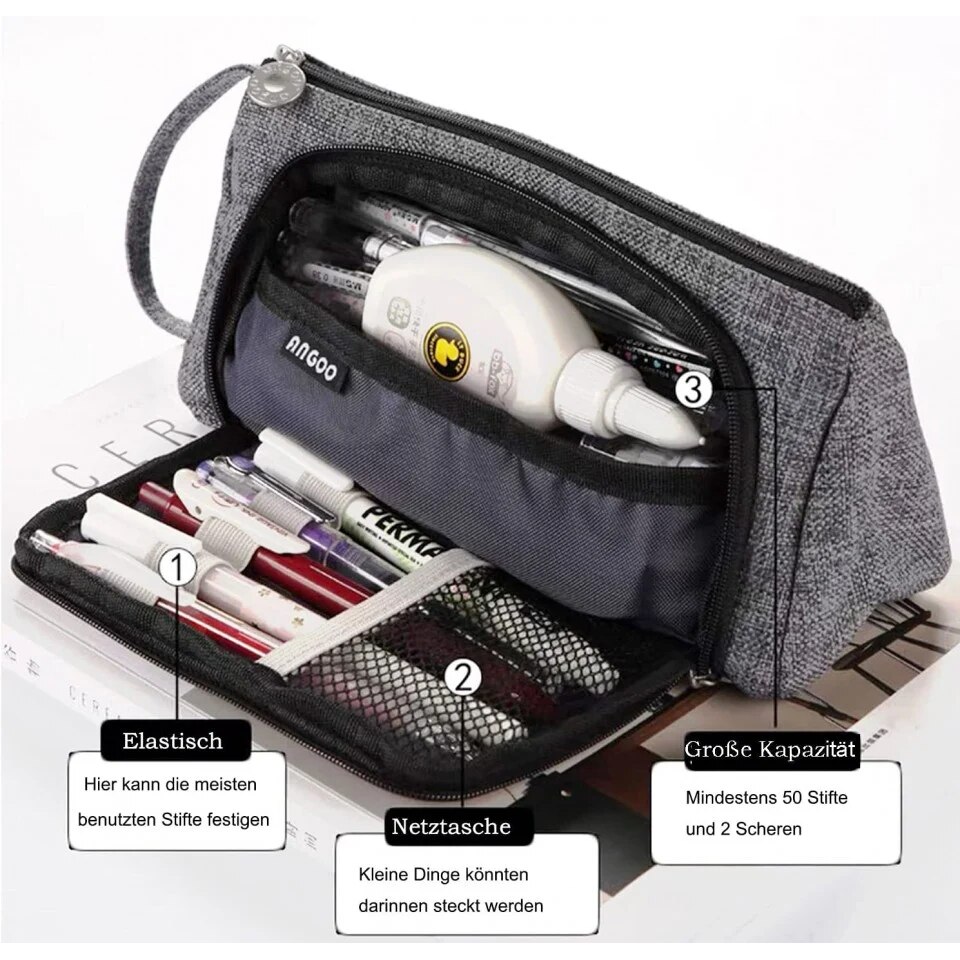 Чанта за съхранение на грим и козметика Tachio, платно, сива, 21 x 8 x ...