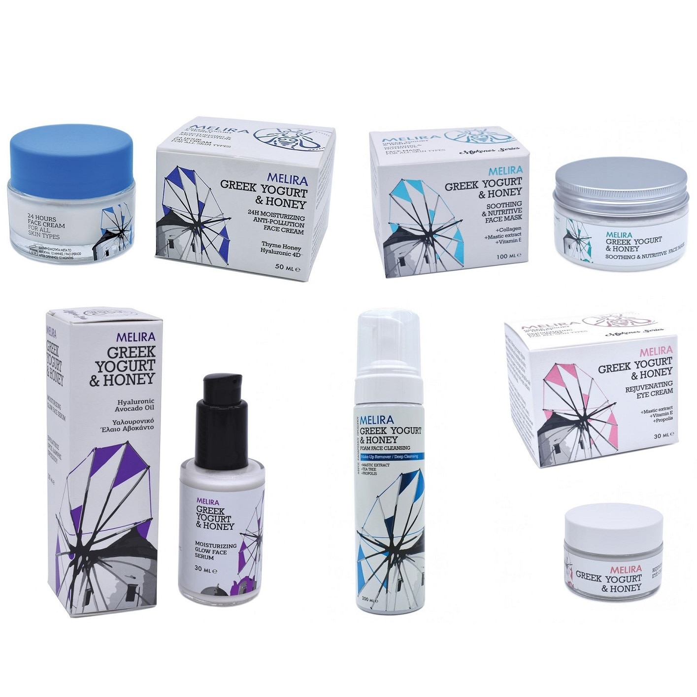 Set cosmetice cu Iaurt Grecesc si Miere, seria Mykonos pentru fata si ...